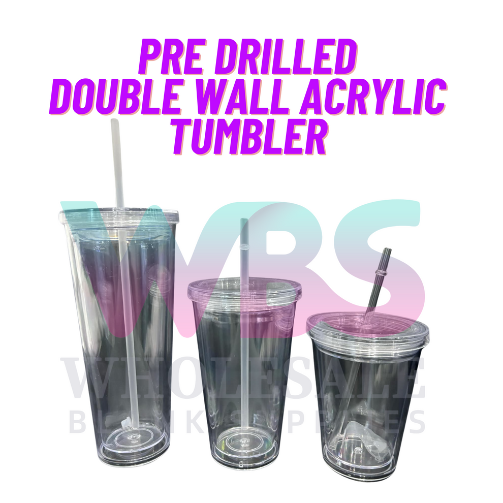 Double Wall Tumbler with straw 12oz 16 oz 24oz Acrylic Cup Wholesale ...