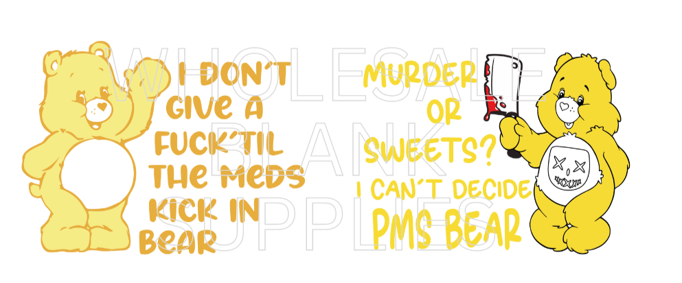 Swear Bears UV DTF Decal V2 care bears – Wholesale Blank Supplies