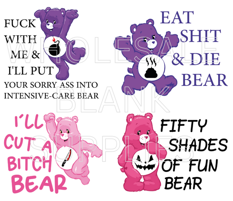 Swear Bears UV DTF Decal V2 care bears – Wholesale Blank Supplies